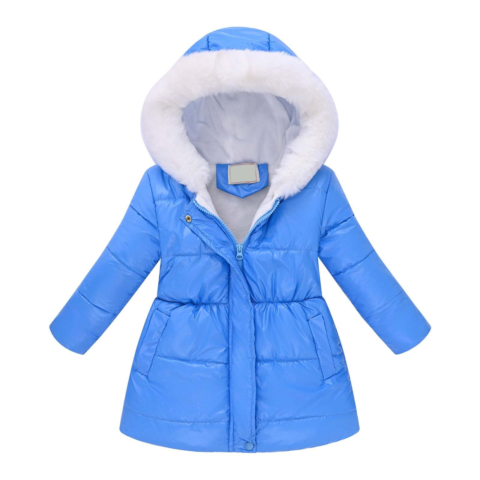 HNMKIU Long Sleeve Hooded Girls Jacket with Trim Warm Zip Up Coat for ...