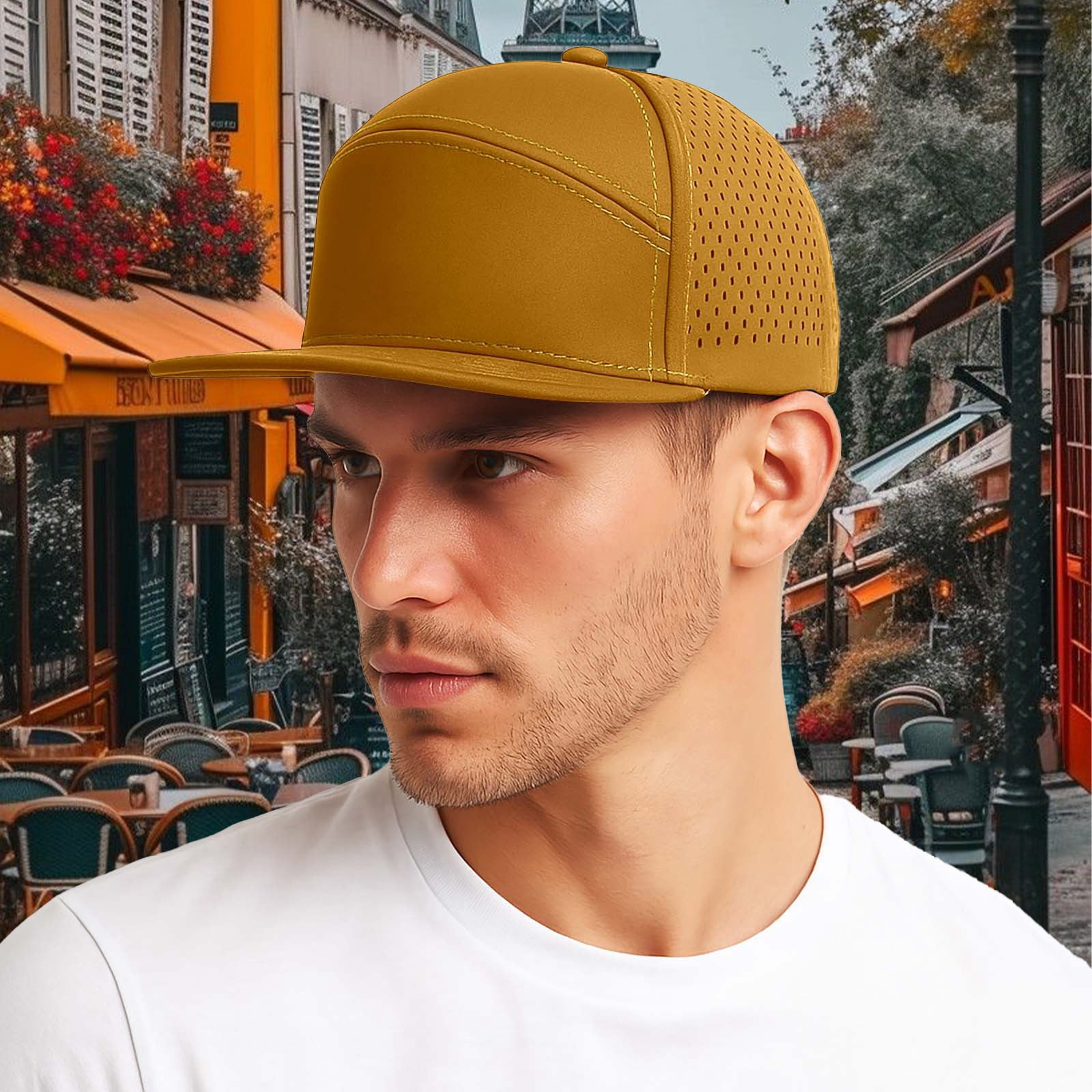 HNMKIU Men's Performance Baseball Cap with Flat Brim Adjustable ...