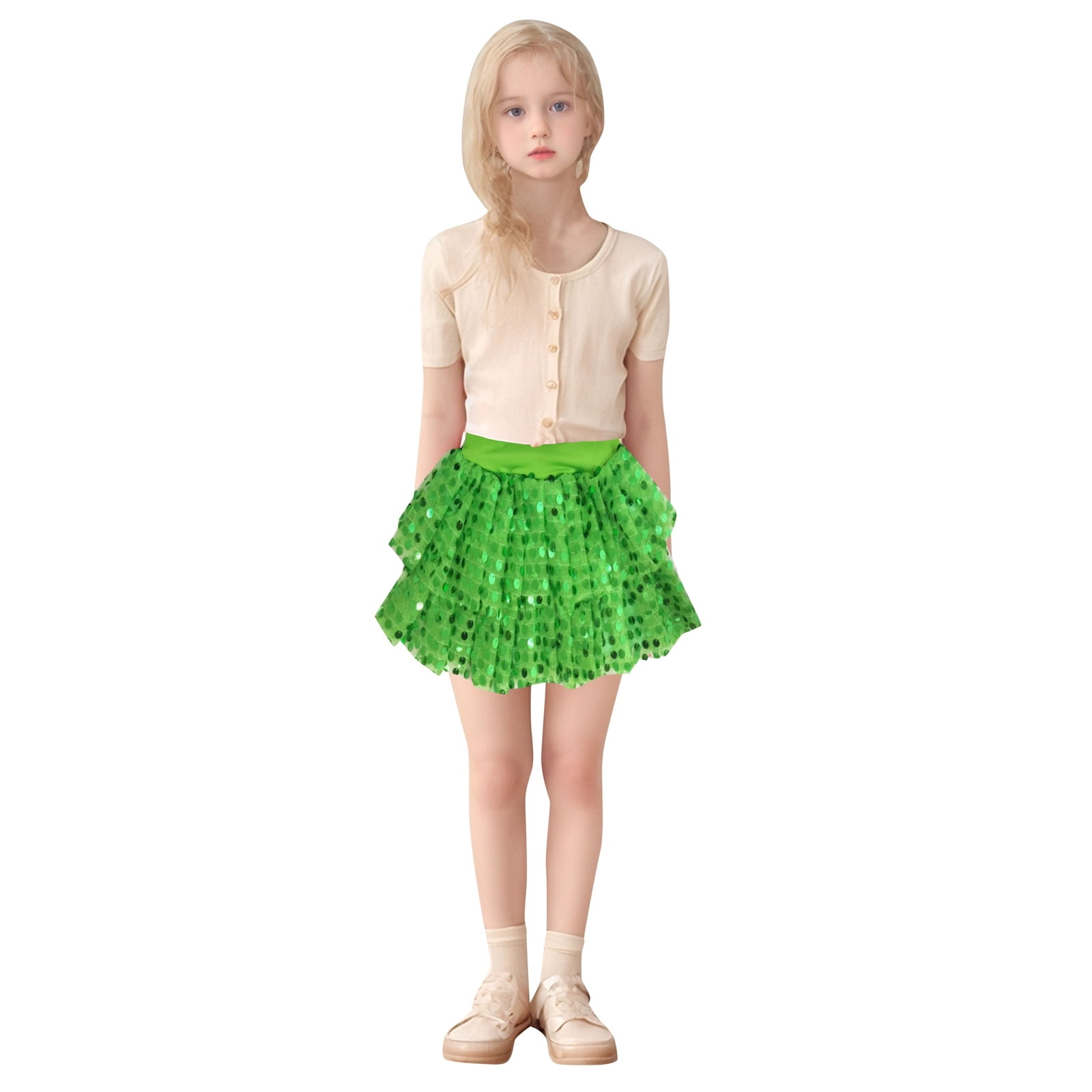 HNMKIU Mesh Sequin Party Dress for Elementary School Girls Twirl Skirt ...