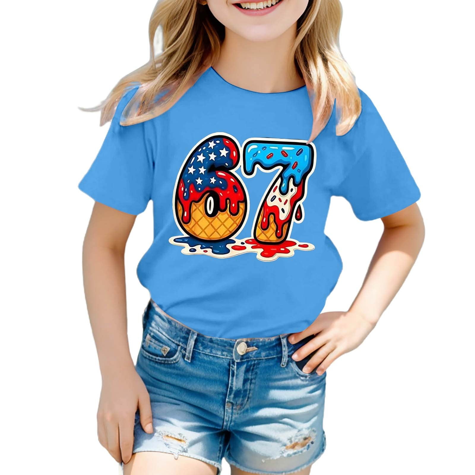 HNMKIU Playful Cartoon Number Print Short Sleeve Tee For Boys ...