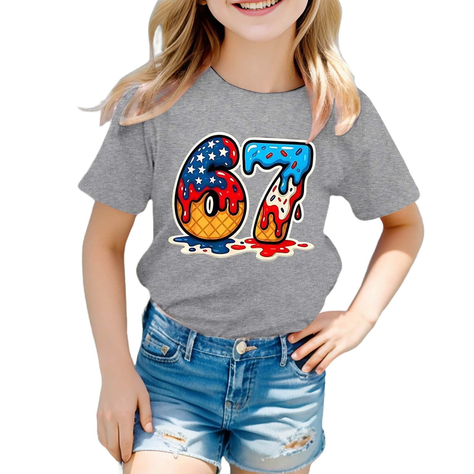 HNMKIU Playful Cartoon Number Print Short Sleeve Tee For Boys ...