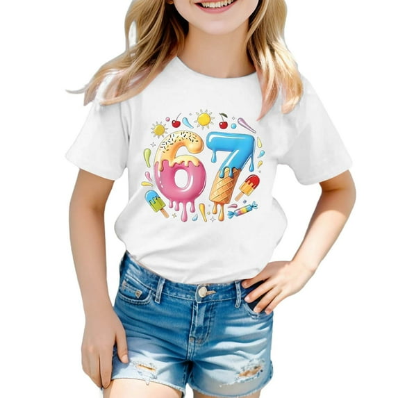 HNMKIU Playful Cartoon Numbers Tee For Boys Summer Short Sleeve Casual ...