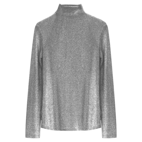 HNMKIU Plus Size Tops Carnival Arrival Neck Long Sleeve Slim Fit Shiny ...