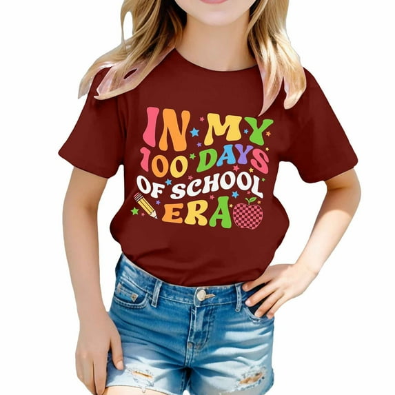 HNMKIU Stylish Graphic Print Round Neck Tee for Kids Comfortable Casual ...