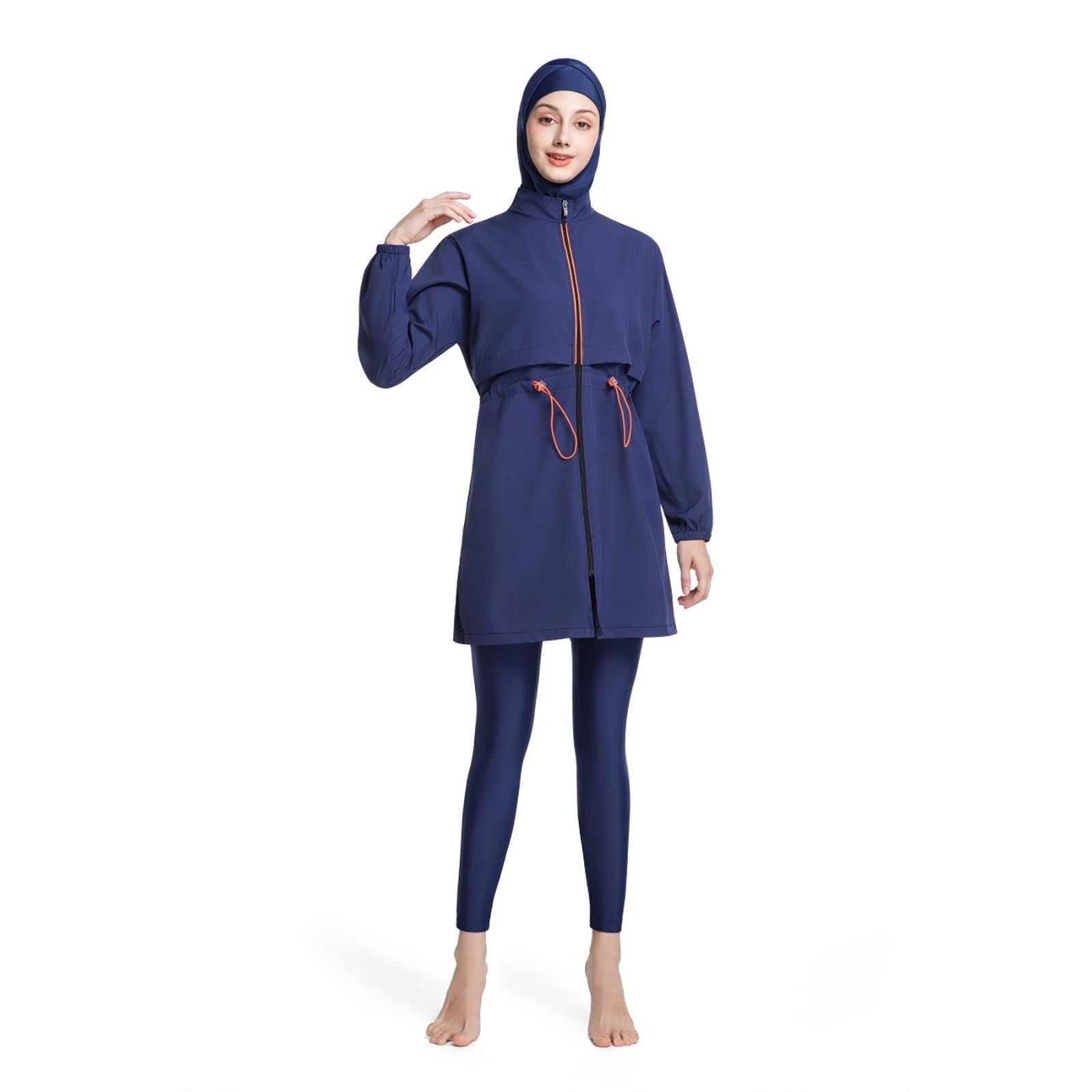 HNMKIU Womens Swimsuits Full Coverage Two Piece Swimwear with Hijab for ...