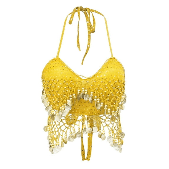 HNMKIU Tube Tops Festival Dance Sequin Tube Top Bra for Women ...