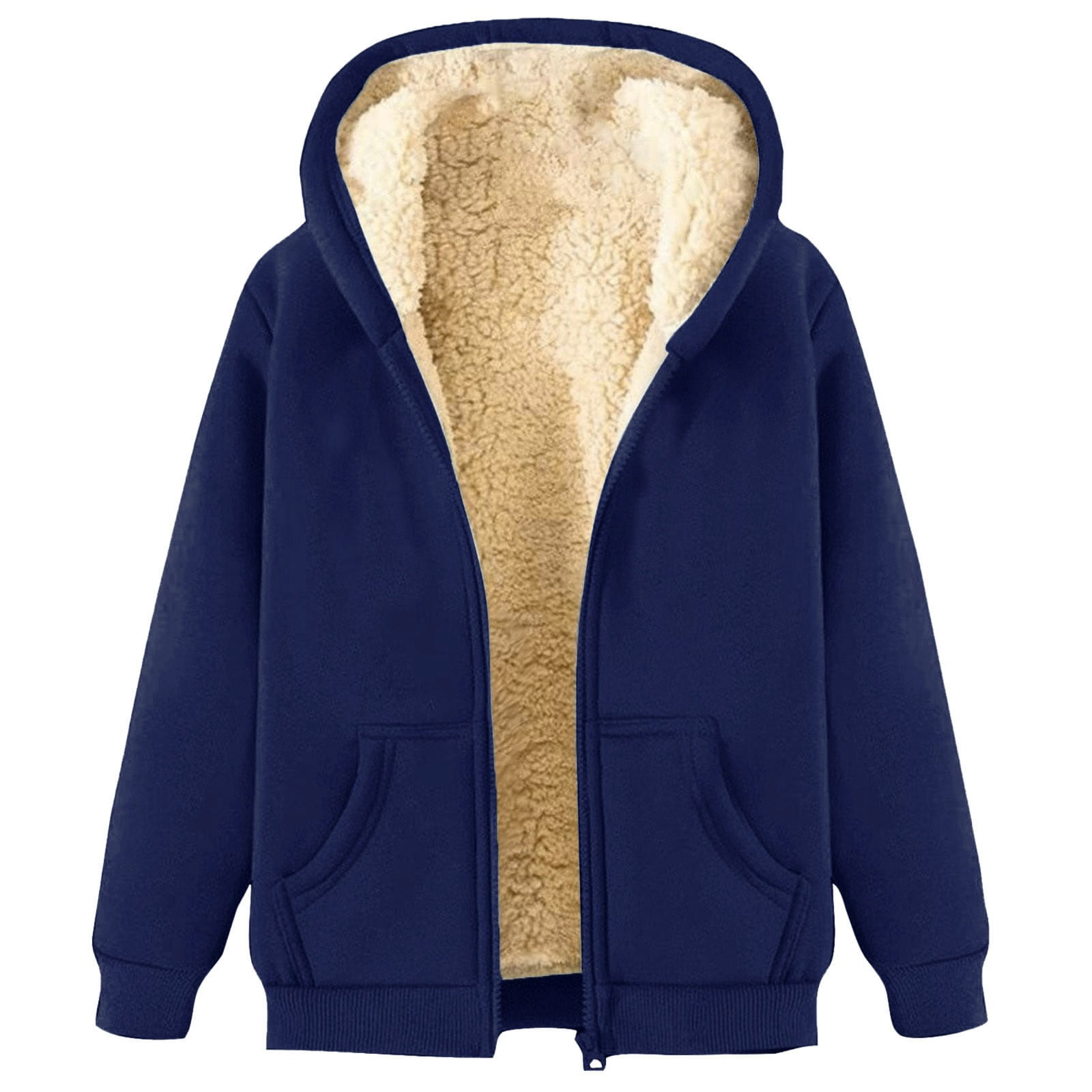 HNMKIU Unisex Solid Color Zip Up Hoodie Soft Pullover Winter Jacket ...