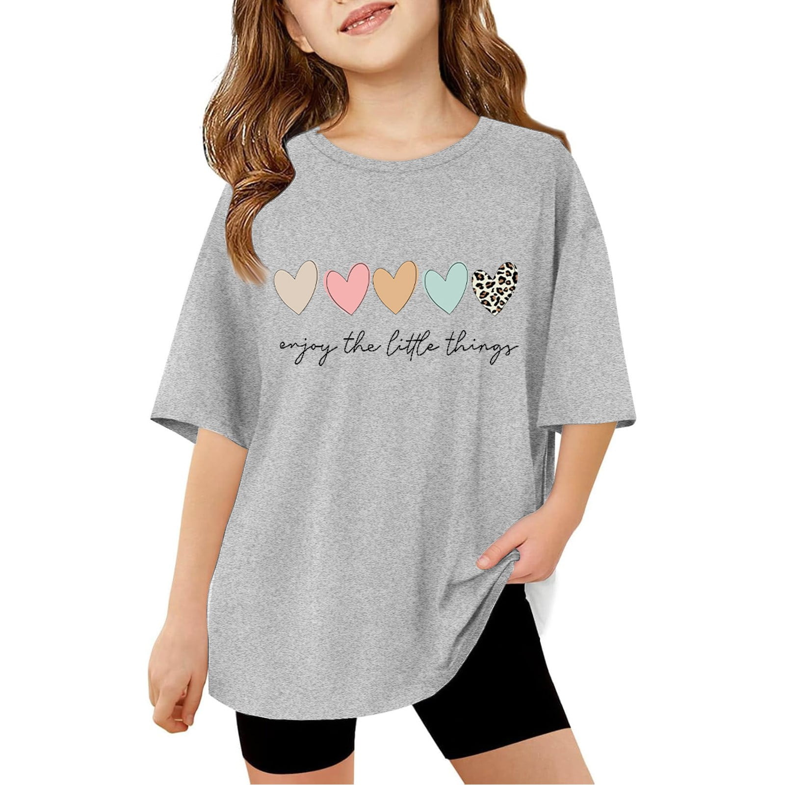 HNMKIU Valentine's Day T shirts Tops Girls Letter Printed Oversized ...