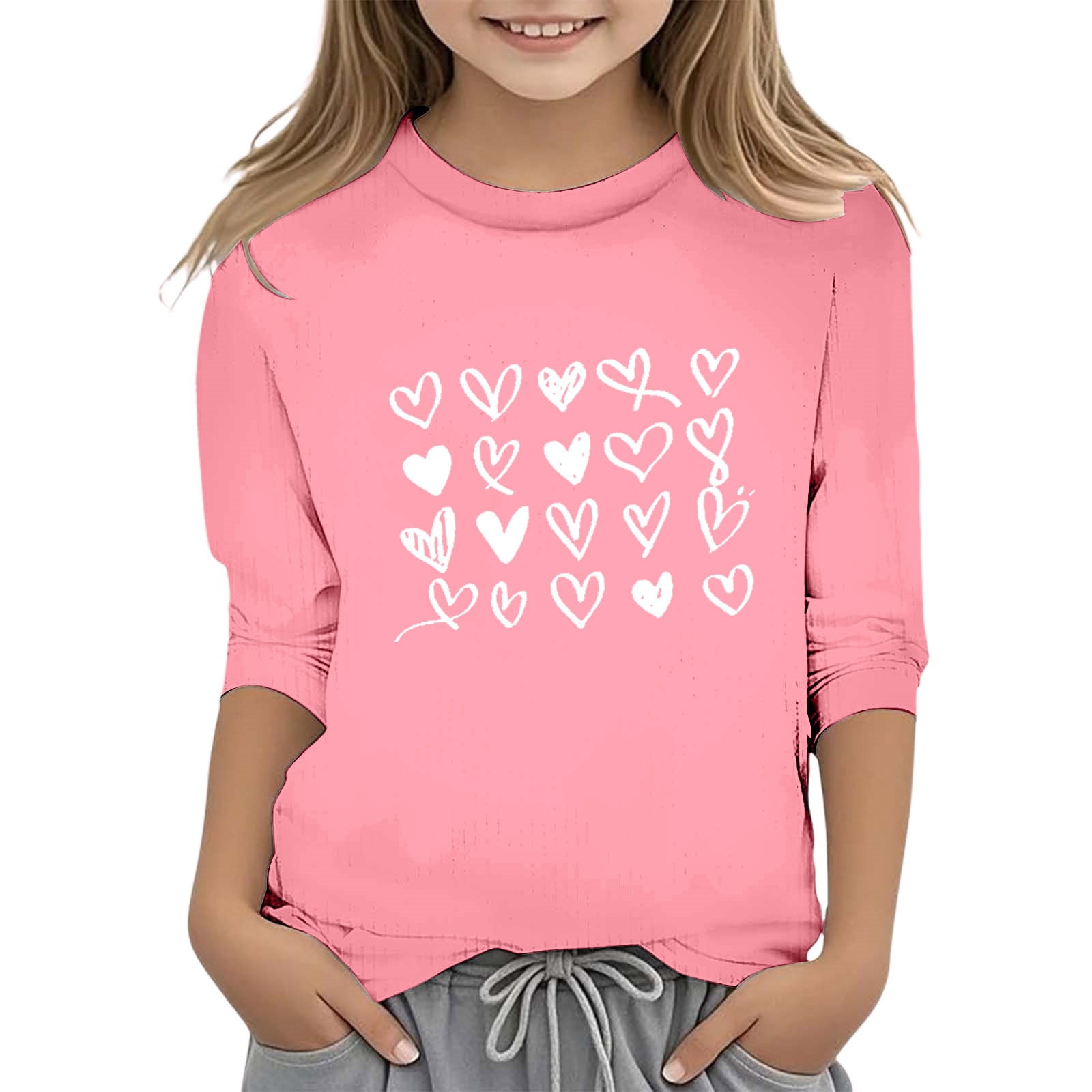 HNMKIU Valentine's Day T shirts Tops Girls Valentine's Day Print ...