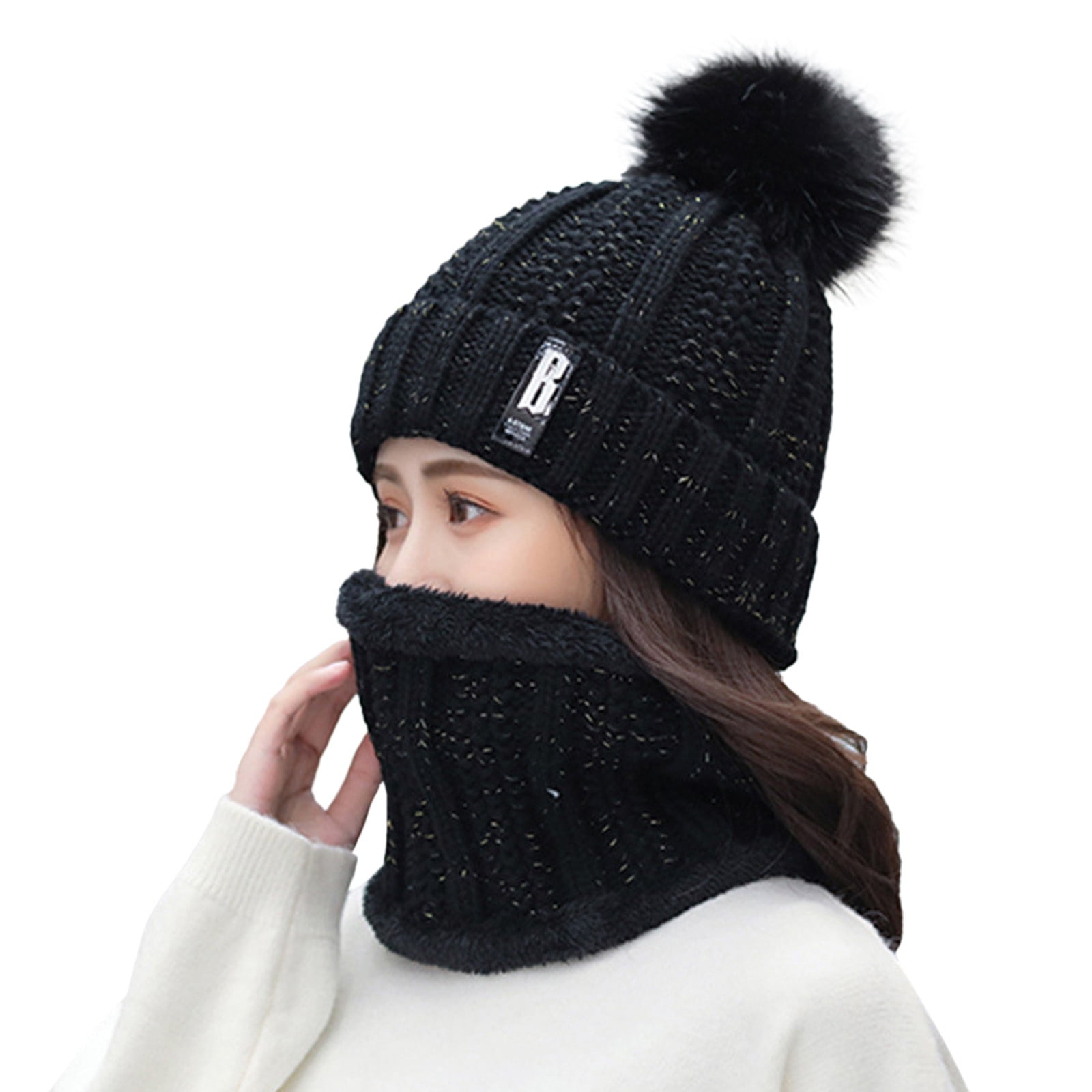 HNMKIU Warm Knit Hat Scarf Set for Men and Women Versatile Winter ...