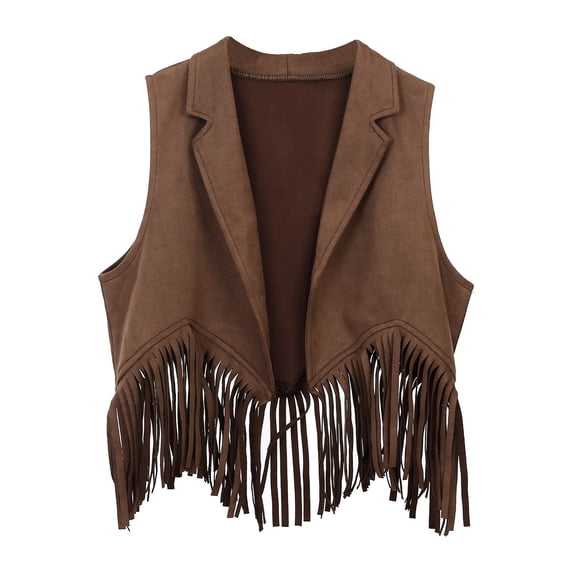 HNMKIU Western Cowboy Fringe Vest Open Front Top for Kids Dress Up and ...