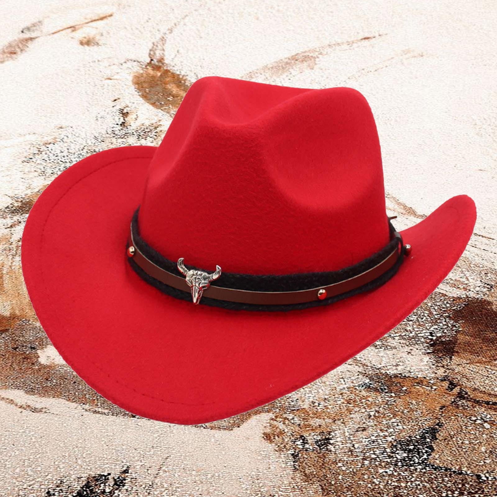 HNMKIU Western Cowboy Jazz Bowler Hat with Unique Cow Head ...