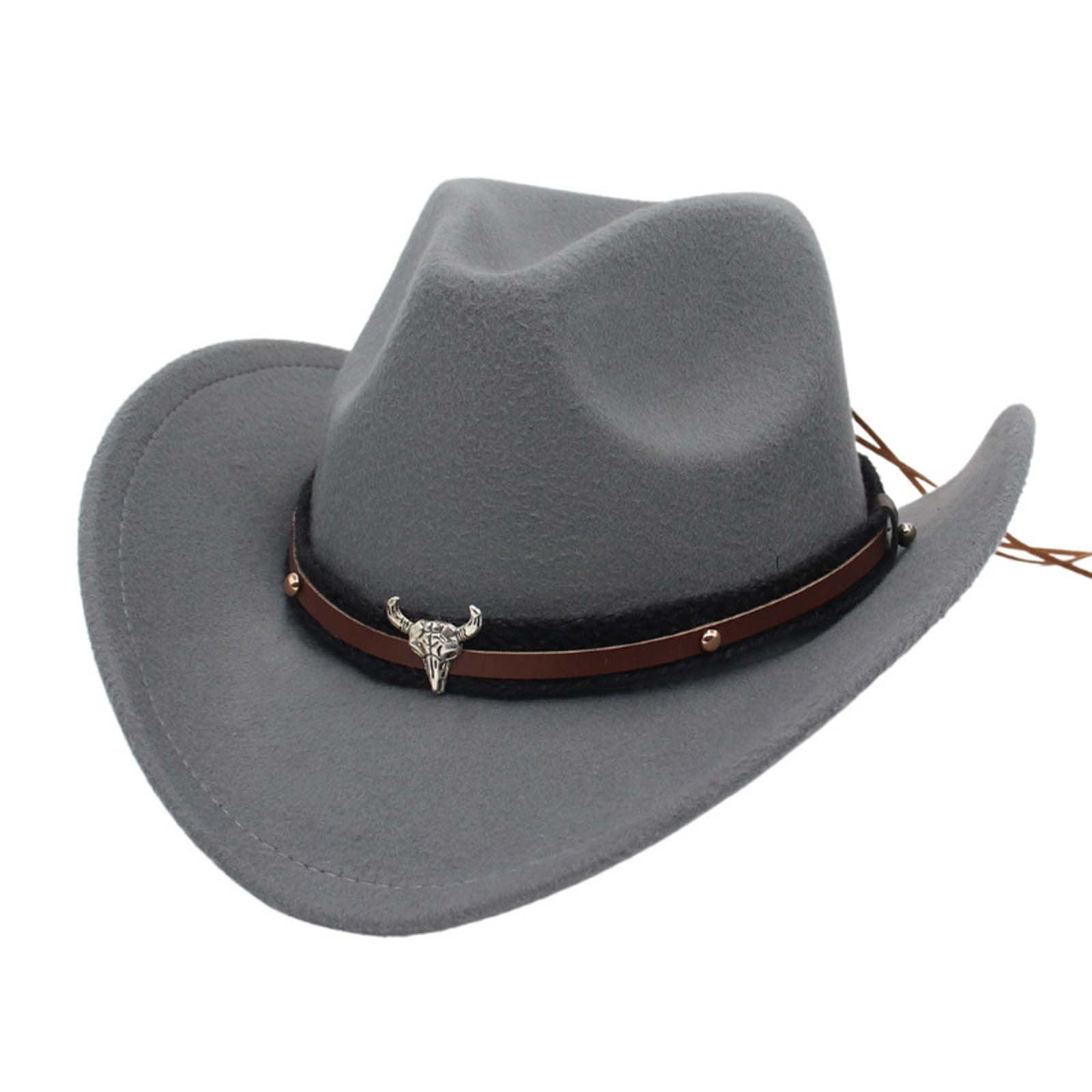 HNMKIU Western Cowboy Style Hat - Jazz Bowler with Cow Head Decoration ...