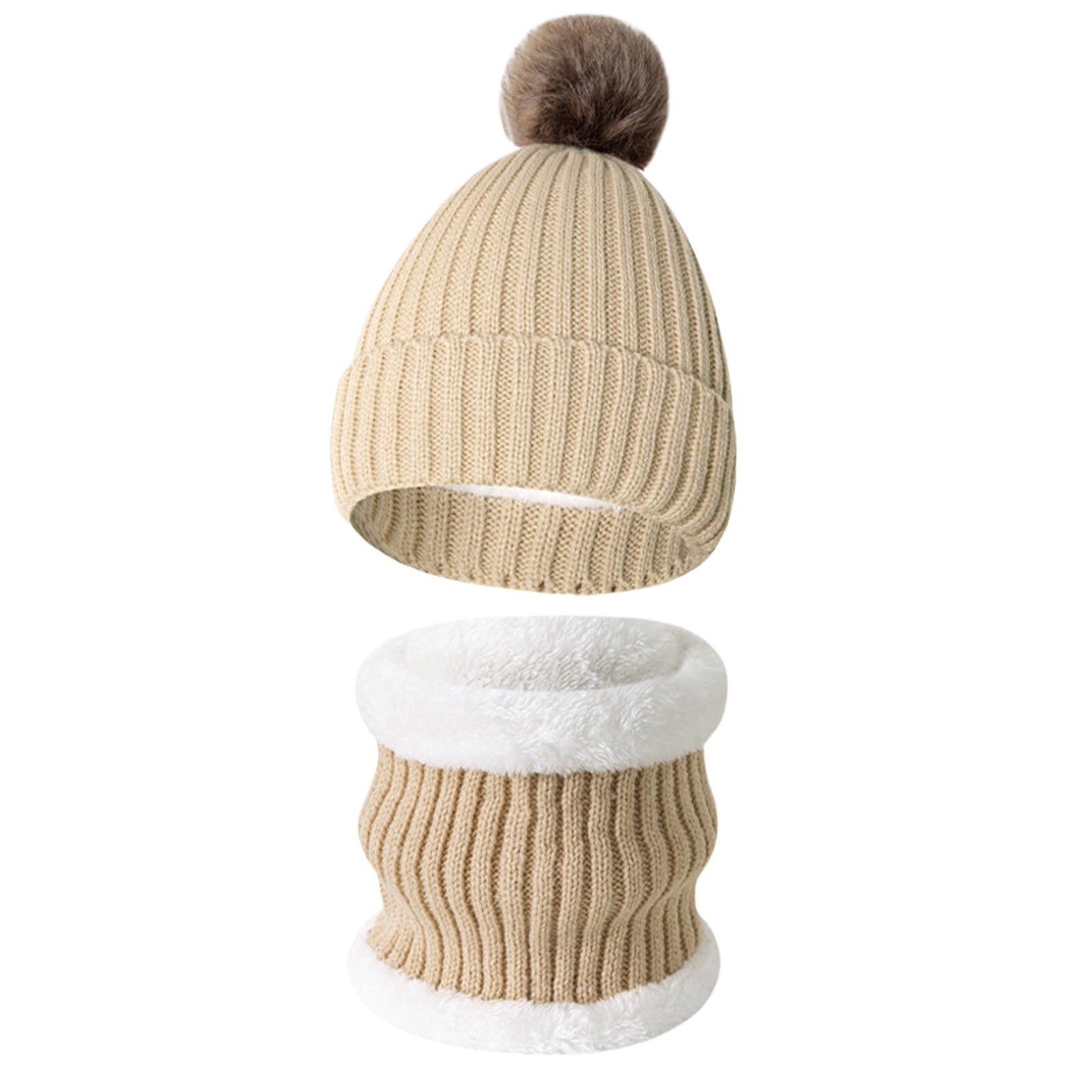 HNMKIU Winter Knitted Wool Scarf Hat Gloves Set with Velvet and Thermal ...