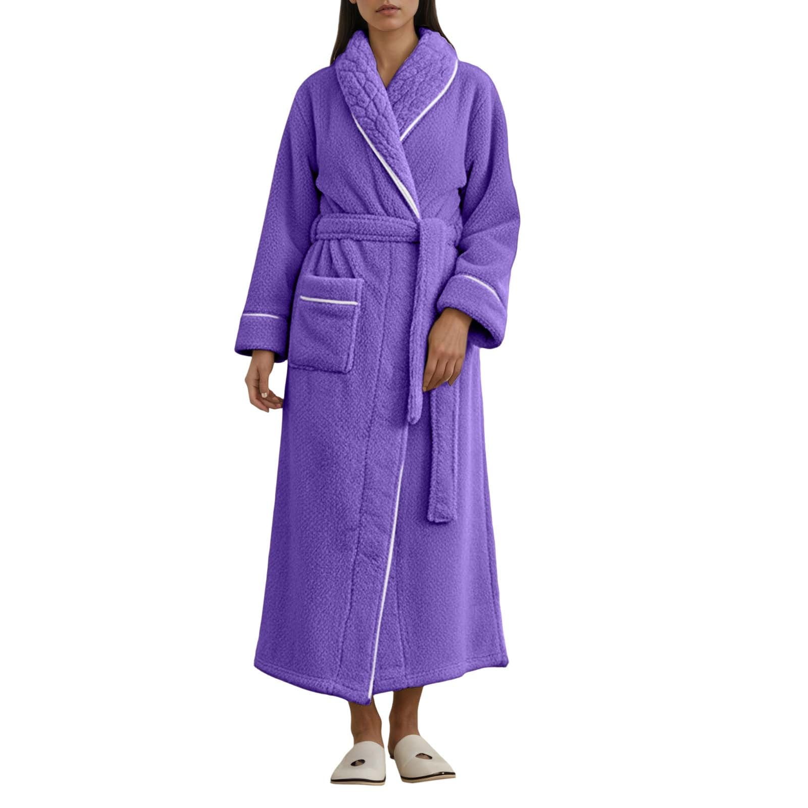 HNMKIU Winter Plus Size Robe Bathrobe Soft Cozy Kimono with Pockets for ...