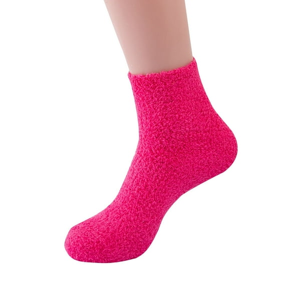 HNMKIU Winter Solid Color Tube Socks Cozy Coral Floor Socks for Women ...