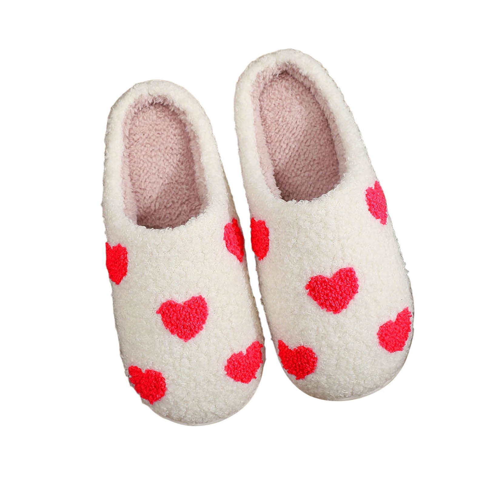 HNMKIU Winter Valentine's Day Fuzzy Slippers Indoor Home Couple Warm ...