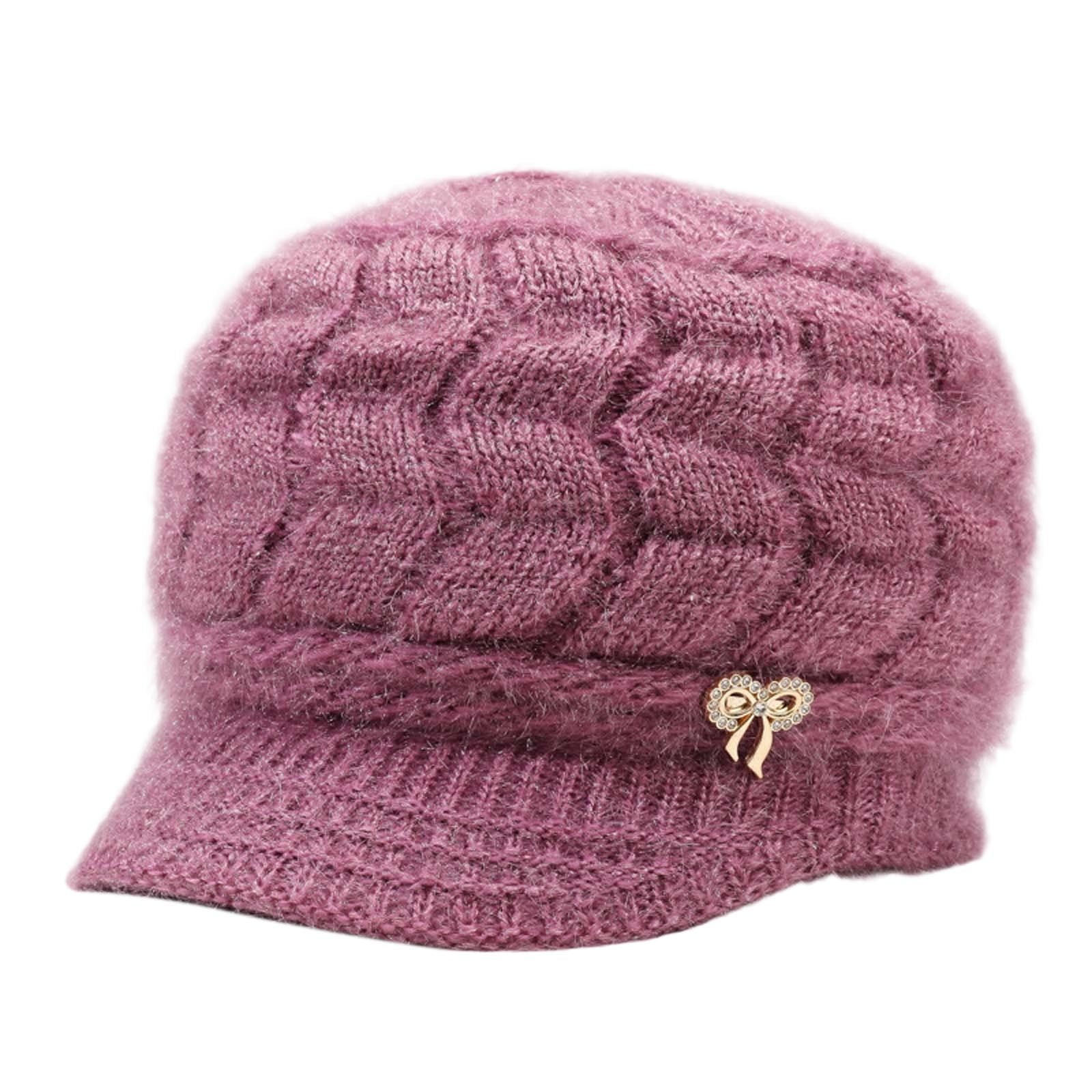 HNMKIU Winter Warm Hat with Ear and Brim – Thick Knit Thermal Cap for ...