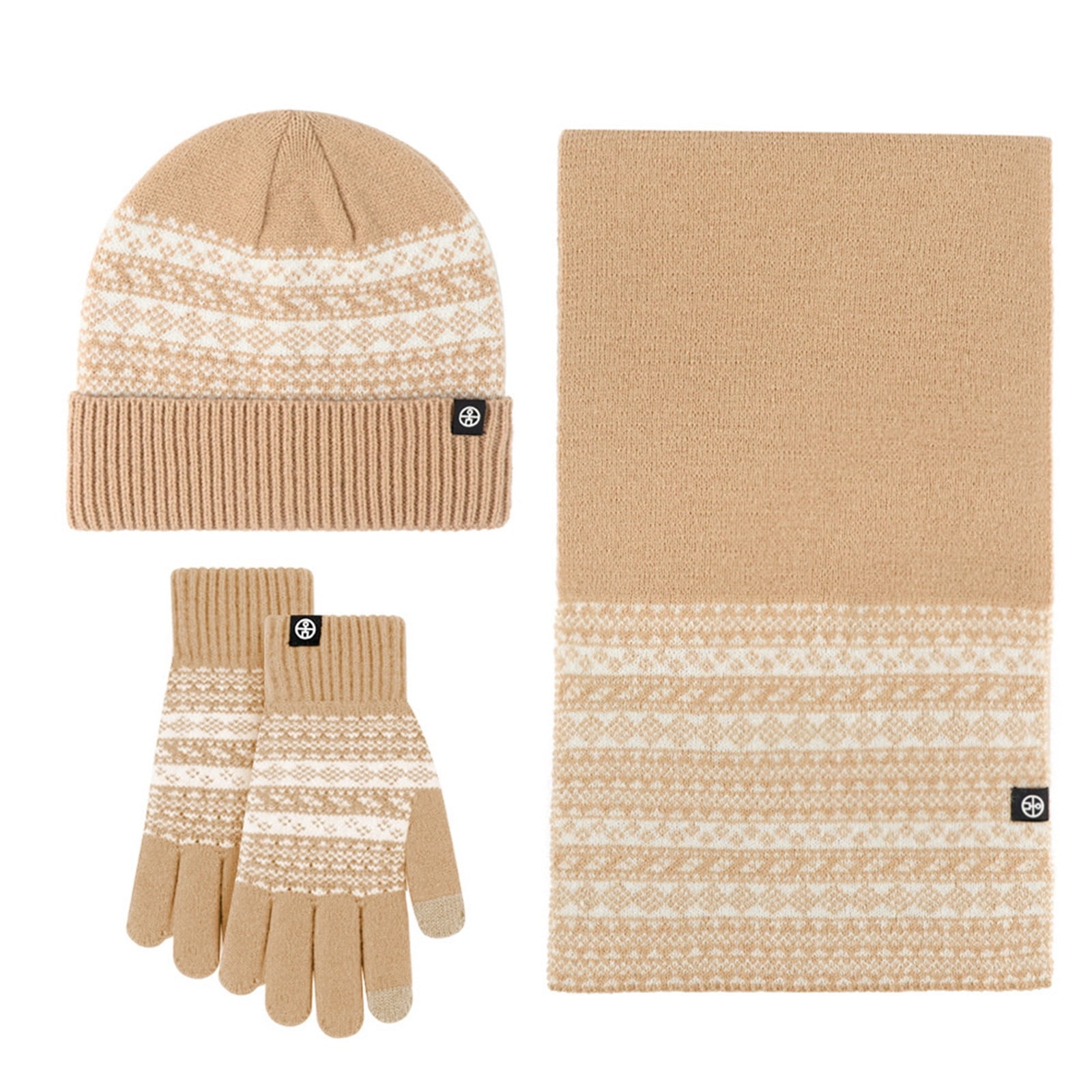 HNMKIU Winter Warm Set Windproof Jacquard Scarf Hat and Gloves Three ...