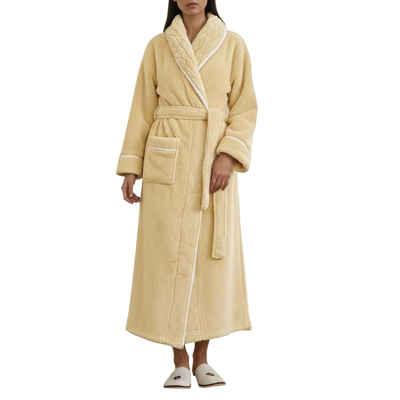 HNMKIU Women Robes Winter Bathrobe Soft Cozy Kimono Robe With Pockets ...