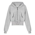HNMKIU Women Solid Hooded Sweatshirt Short Form Fitting Long Sleeved ...