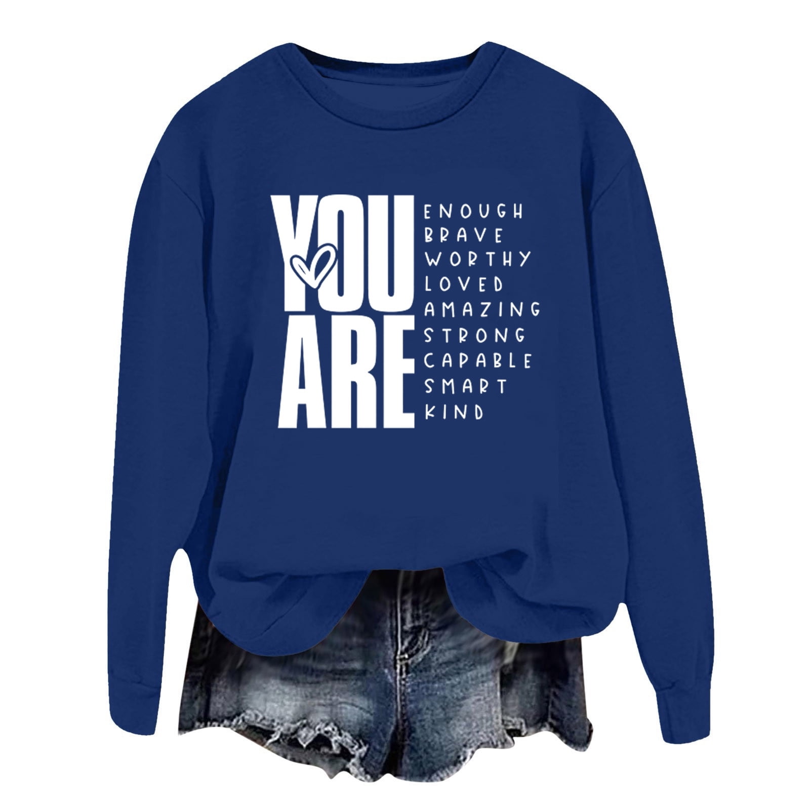 HNMKIU Women's Autumn Winter Letter Print Round Neck Pullover Womens ...