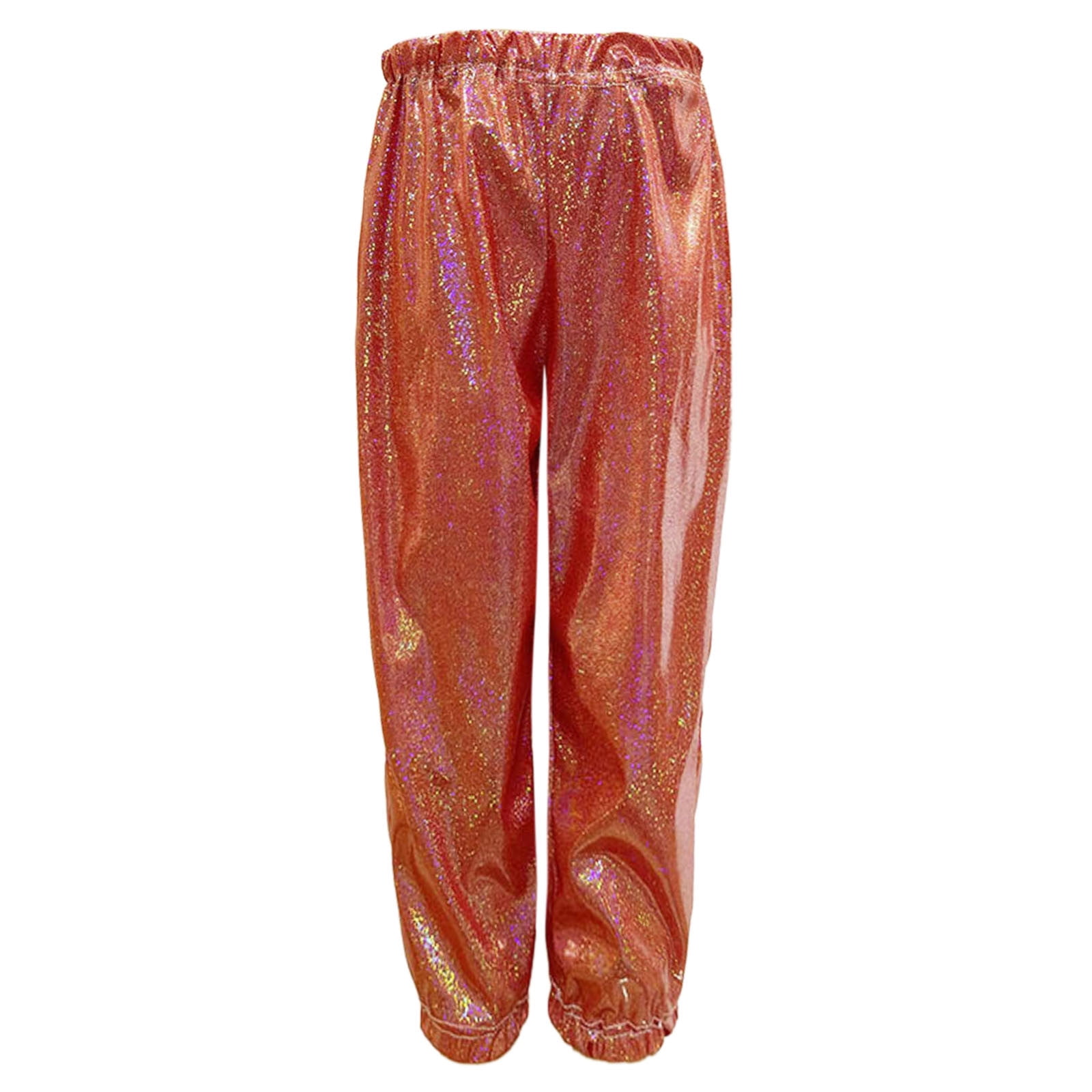 HNMKIU Women's Casual Glitter Straight Leg Trousers Elastic Waist ...
