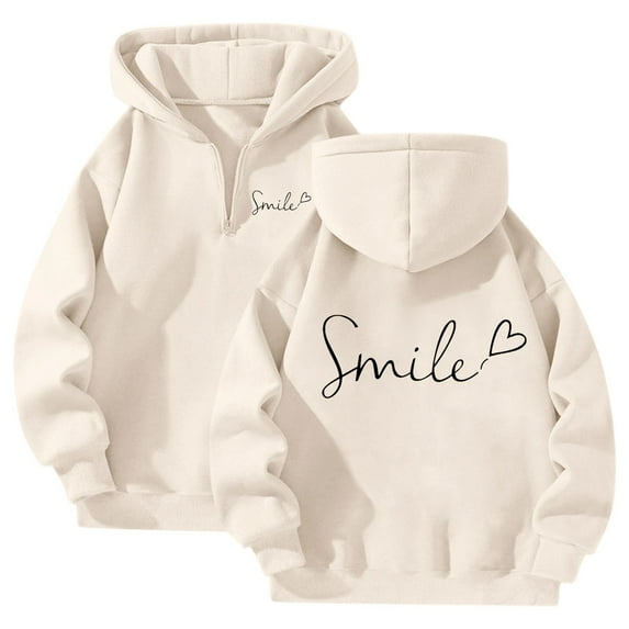 HNMKIU Women's Casual Zip Up Hoodie Women with Bow Print Pullover ...