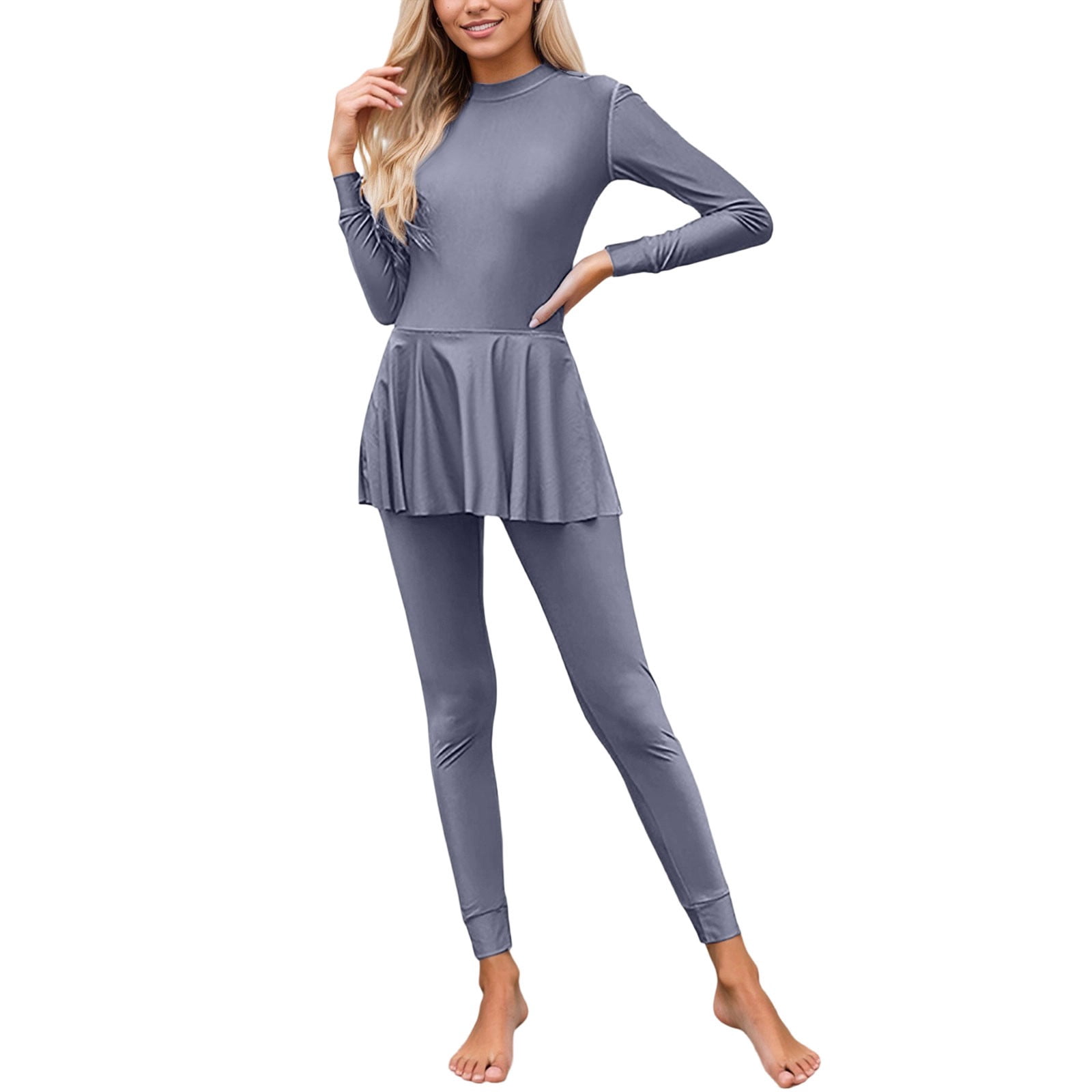 HNMKIU Women's One-Piece Swimsuit Full Coverage Long Sleeve Sun ...