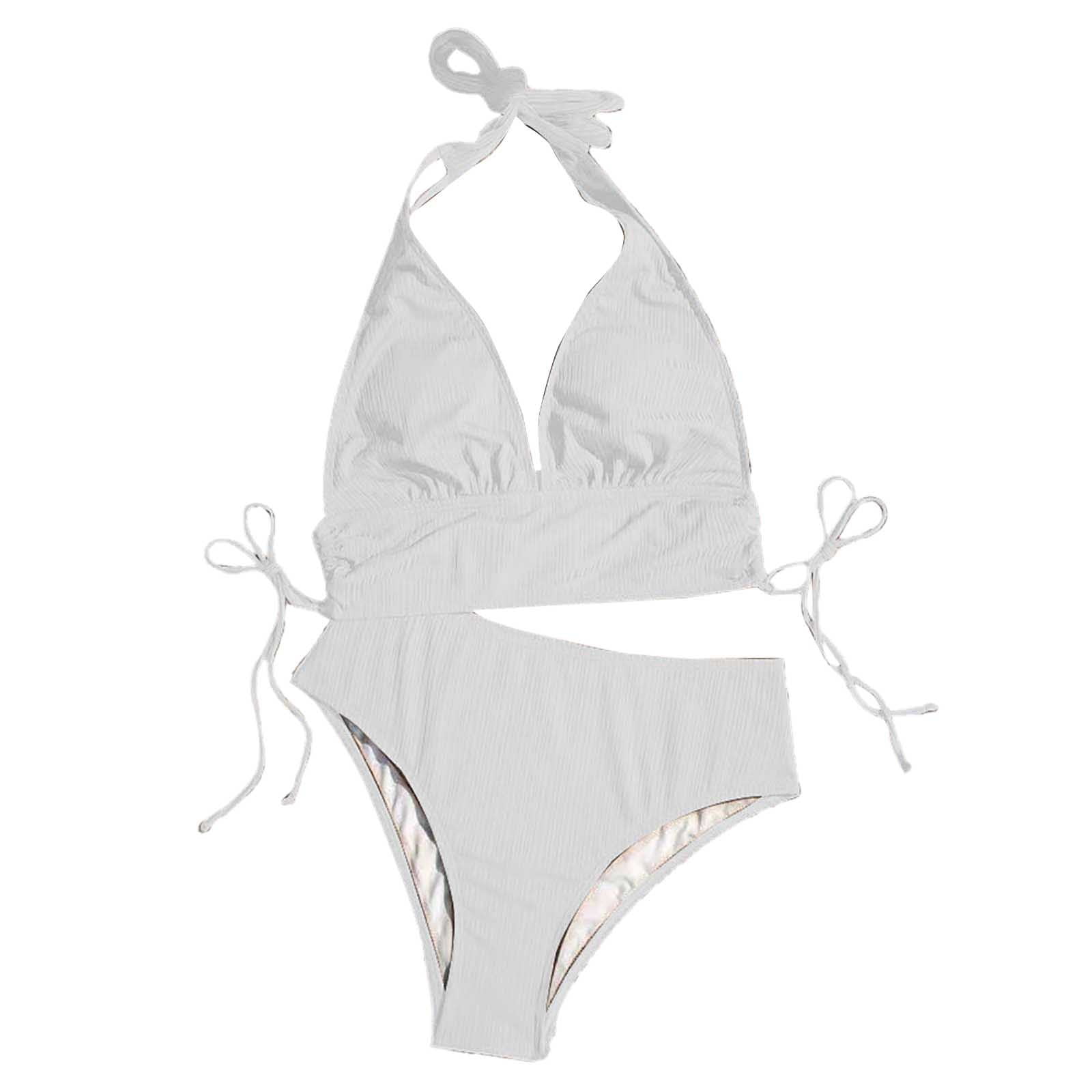 HNMKIU Women's Solid Color Tankini Swimsuits Set Drawstring Side Tank ...