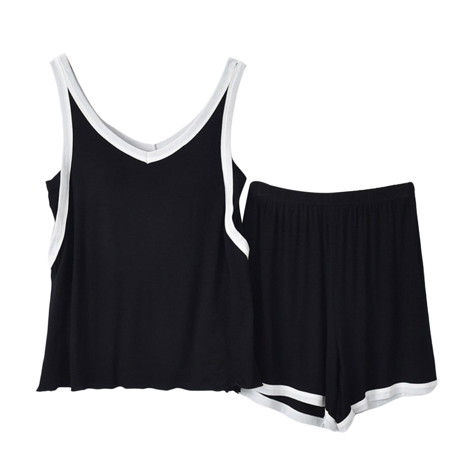 HNMKIU Women's Summer Home Wear Set 2 Piece Top with Built In Bra and ...