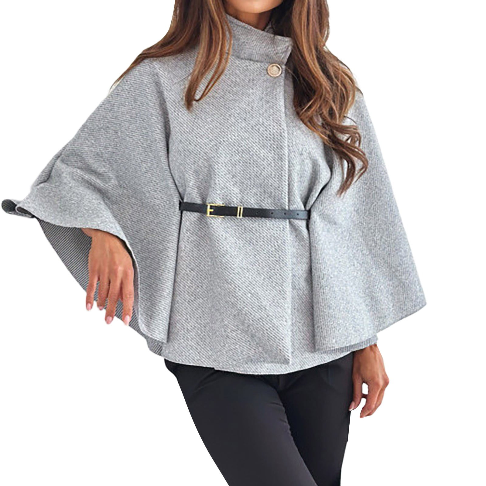 HNMKIU Women's Winter Cloak Coat with Elegant Temperament and Solid ...