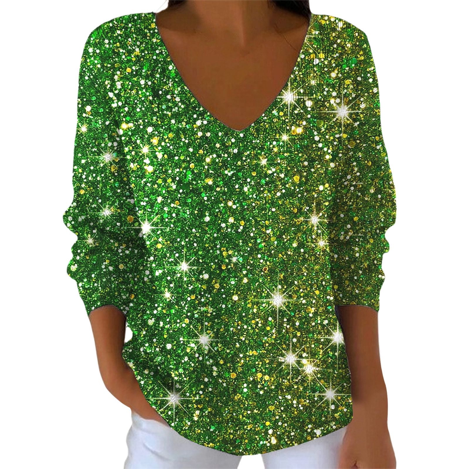 HNMKIU Womens Casual Drop Shoulder V Neck Long Sleeve Women's ...