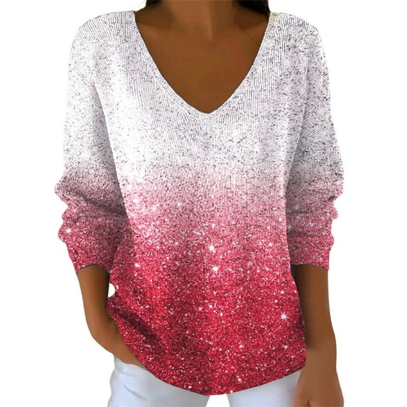 HNMKIU Womens Casual Drop Shoulder V Neck Long Sleeve Women's ...