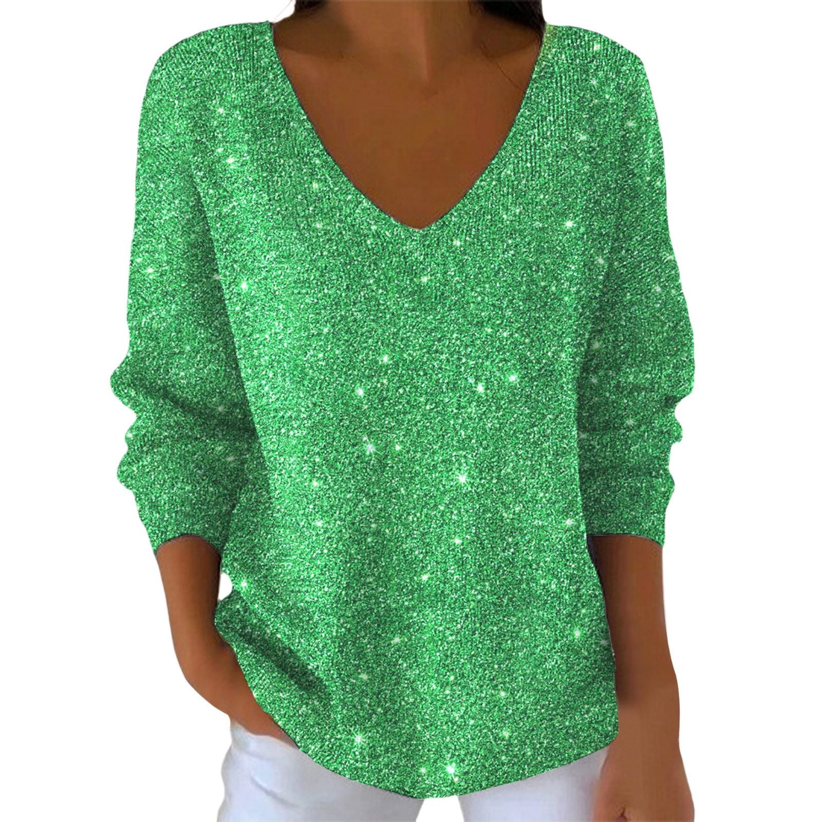 HNMKIU Womens Casual Drop Shoulder V Neck Long Sleeve Women's ...