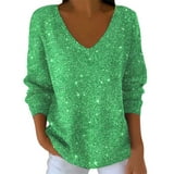 HNMKIU Womens Casual Drop Shoulder V Neck Long Sleeve Women's ...