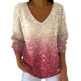 HNMKIU Womens Casual Drop Shoulder V Neck Long Sleeve Women's ...