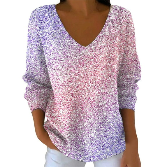 HNMKIU Womens Casual Drop Shoulder V Neck Long Sleeve Women's ...