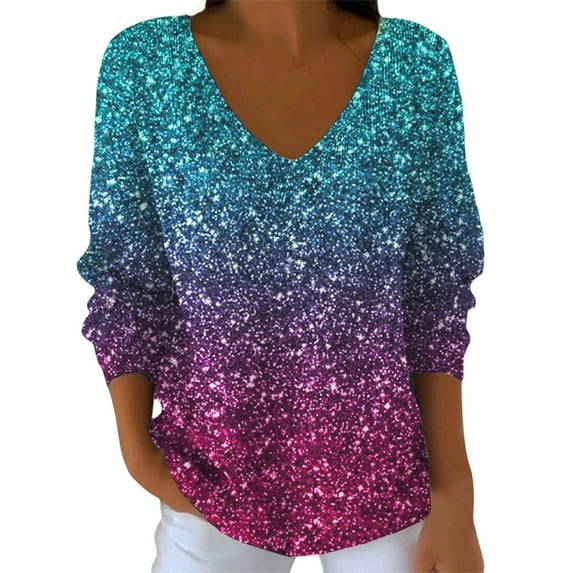 HNMKIU Womens Casual Drop Shoulder V Neck Long Sleeve Women's ...