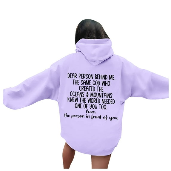 HNMKIU Womens Hoodies Letter Print Hoodie Long Sleeve with Pockets ...