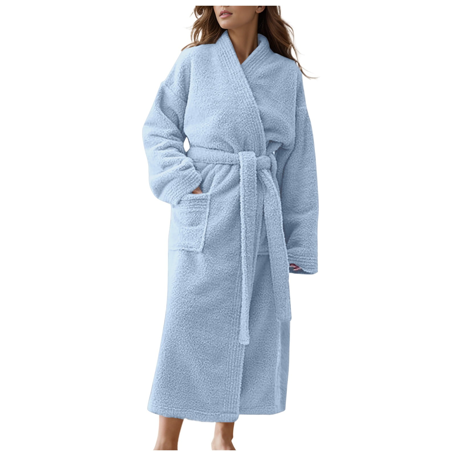 HNMKIU Womens Robes Long Autumn Winter Rice Grain Thickened Cozy ...