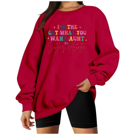HNMKIU Womens Sweatshirt Fashion Casual Solid Color Loose Long Sleeve ...