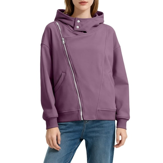 HNMKIU Zip Up Hoodie Style Zipper Design Hooded and Spicy Jacket Plus ...