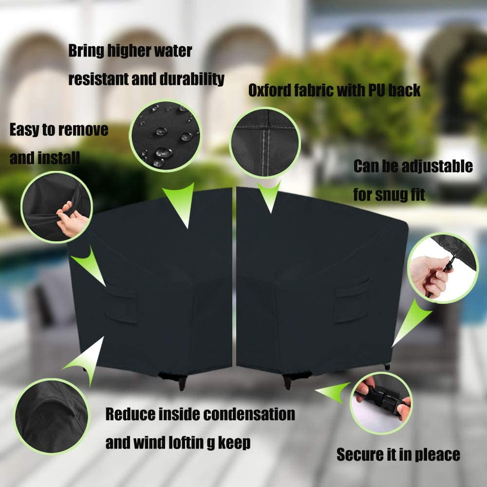 HNSHILP Heavy Duty Black Waterproof Furniture Covers for Outdoor Curved ...