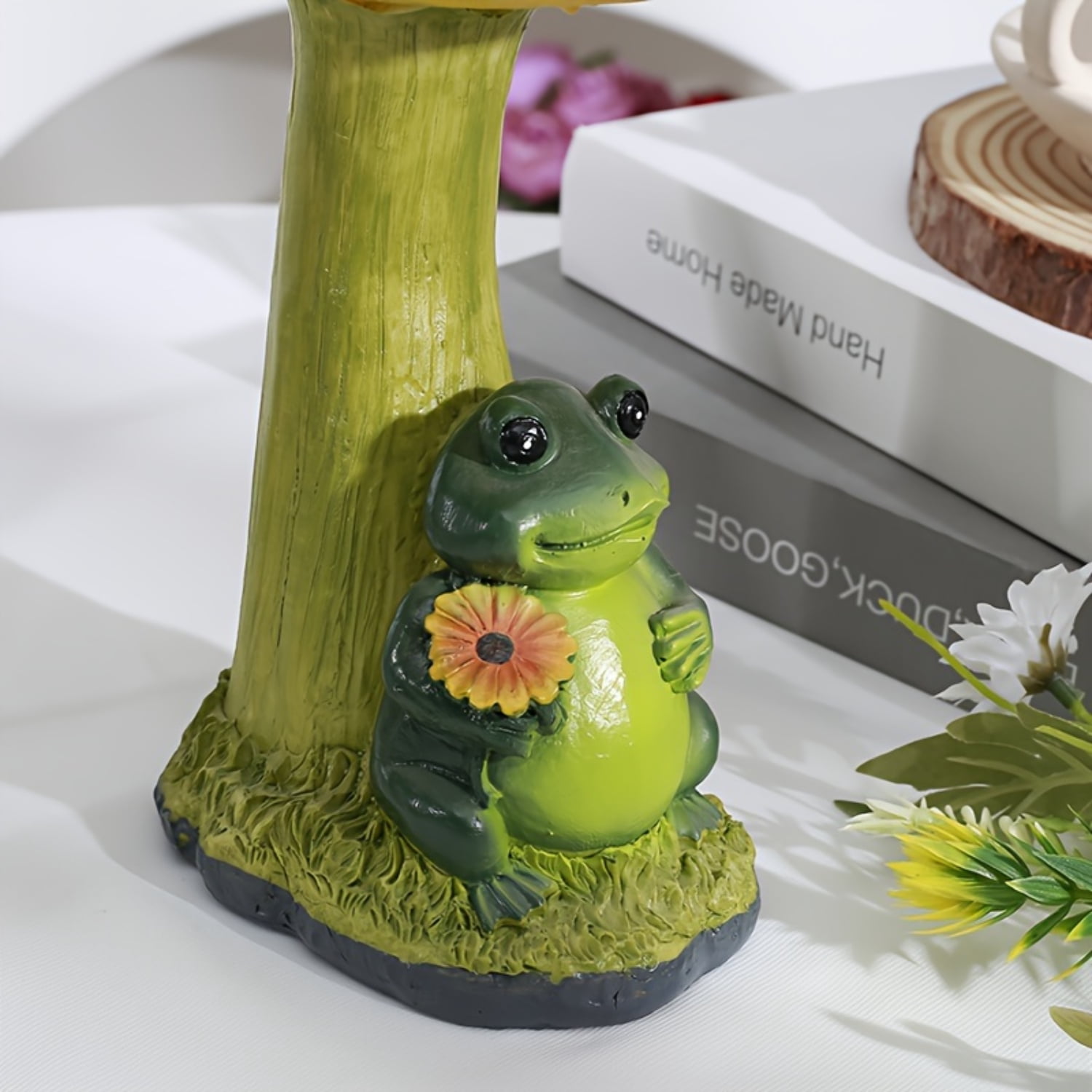 HNTECH Durable ABS Frog Bird Feeder & Bath Exquisite Outdoor Garden ...