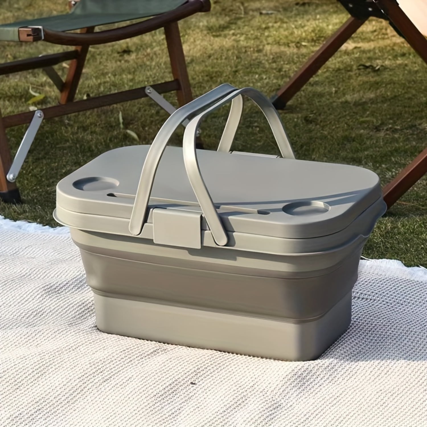 HNYANGRJ Large Capacity Portable Foldable Plastic Picnic Basket for ...