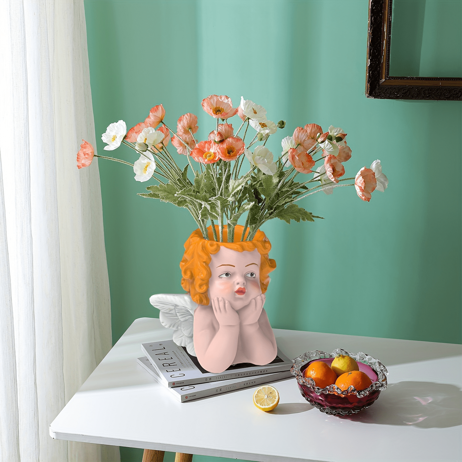 HNYANGURJ Refined Angel Statue Head -faced Flower Pots and Planters ...