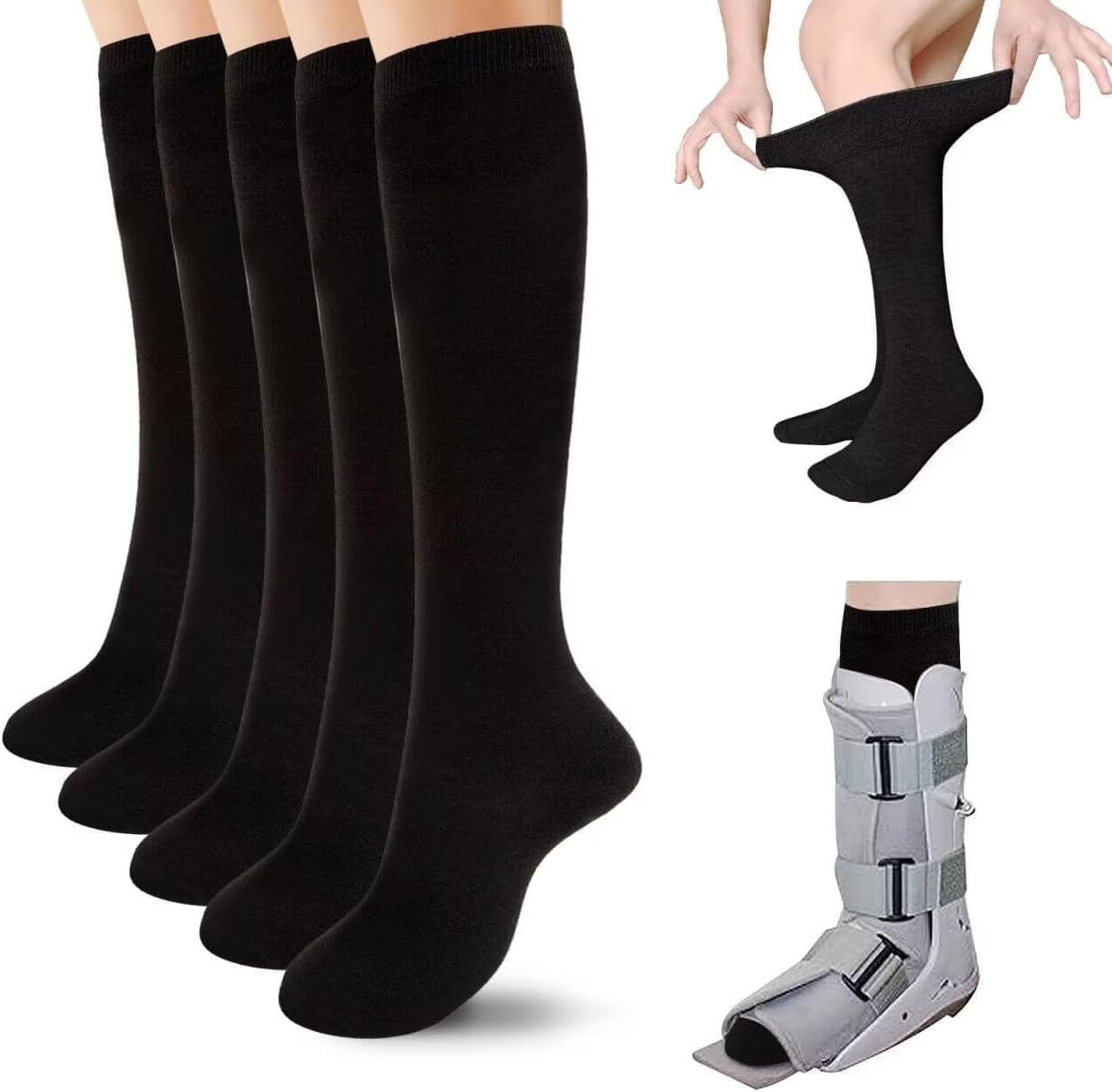 HNYG 5 Pairs Walking Boot Socks, Replacement Sock Liner for Orthopedic ...