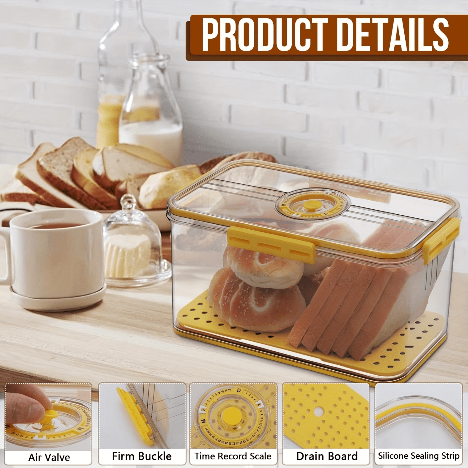 HNYIRENYS Leak Proof Reusable Bread Box With Lid - Stylish Kitchen ...