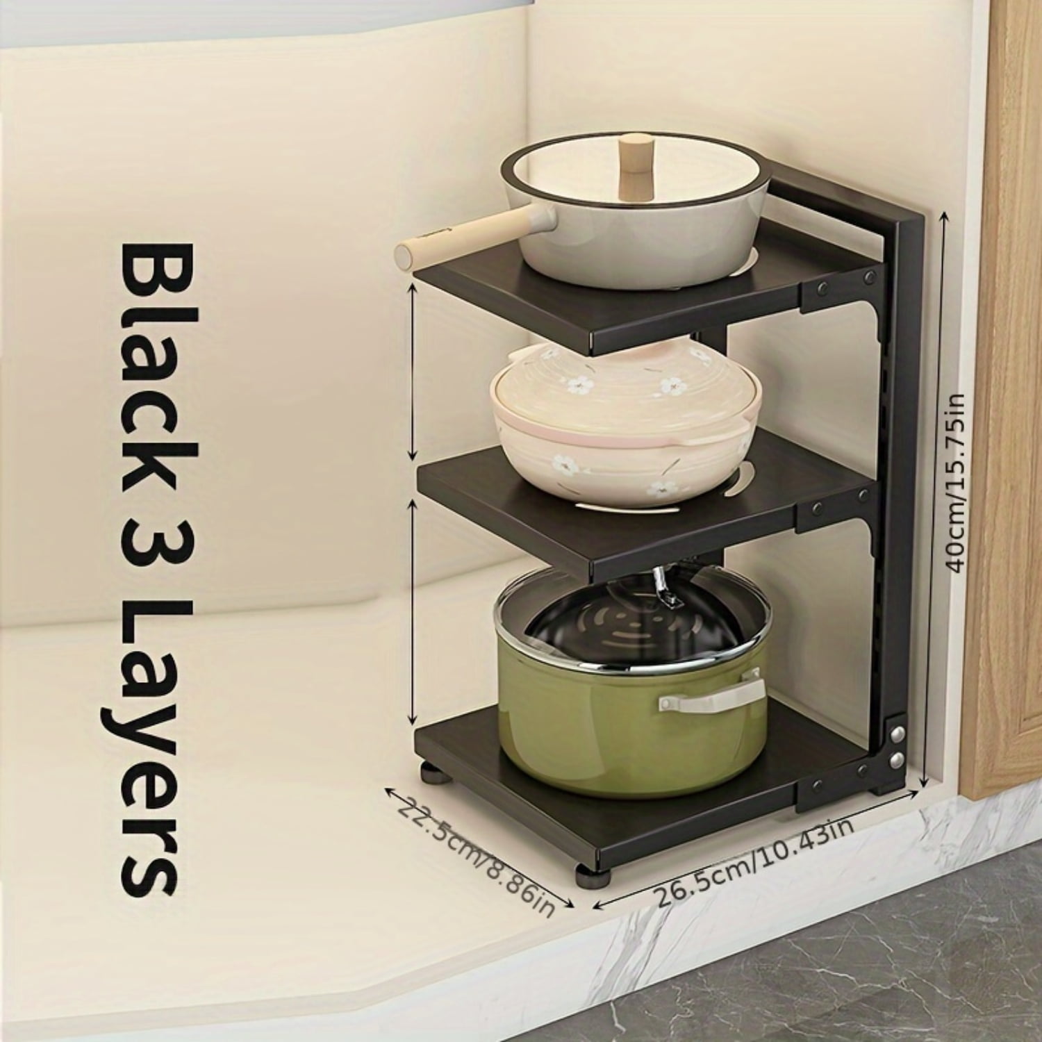 HNYRYS Stainless Steel Multi-Tier Kitchen Organizer - Under Sink Pot ...